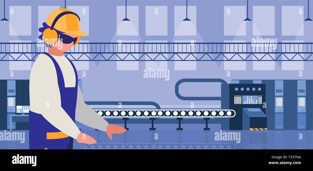 worker in factory workplace vector illustration design Stock Vector ...