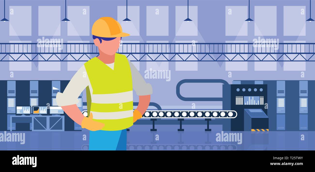 worker in factory workplace vector illustration design Stock Vector ...