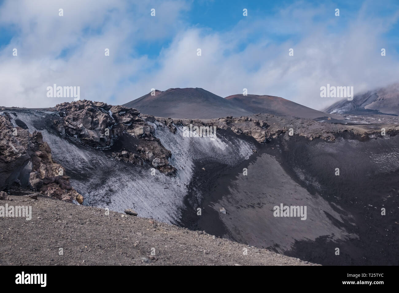 Mount Etna, an active stratovolcano on the east coast of Sicily, Italy ...
