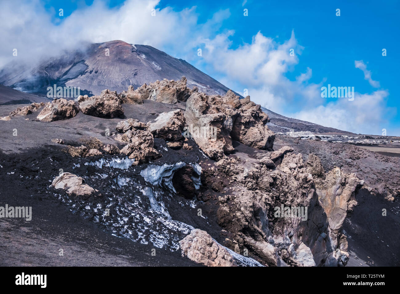 Mount Etna, an active stratovolcano on the east coast of Sicily, Italy ...