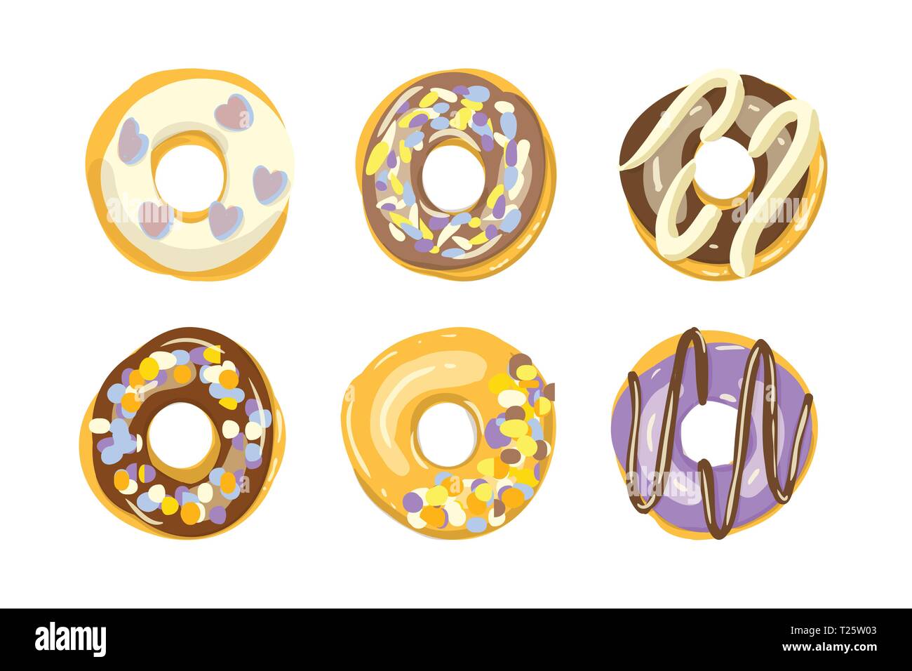 Set of six color donuts isolated. Vector illustration Stock Vector ...