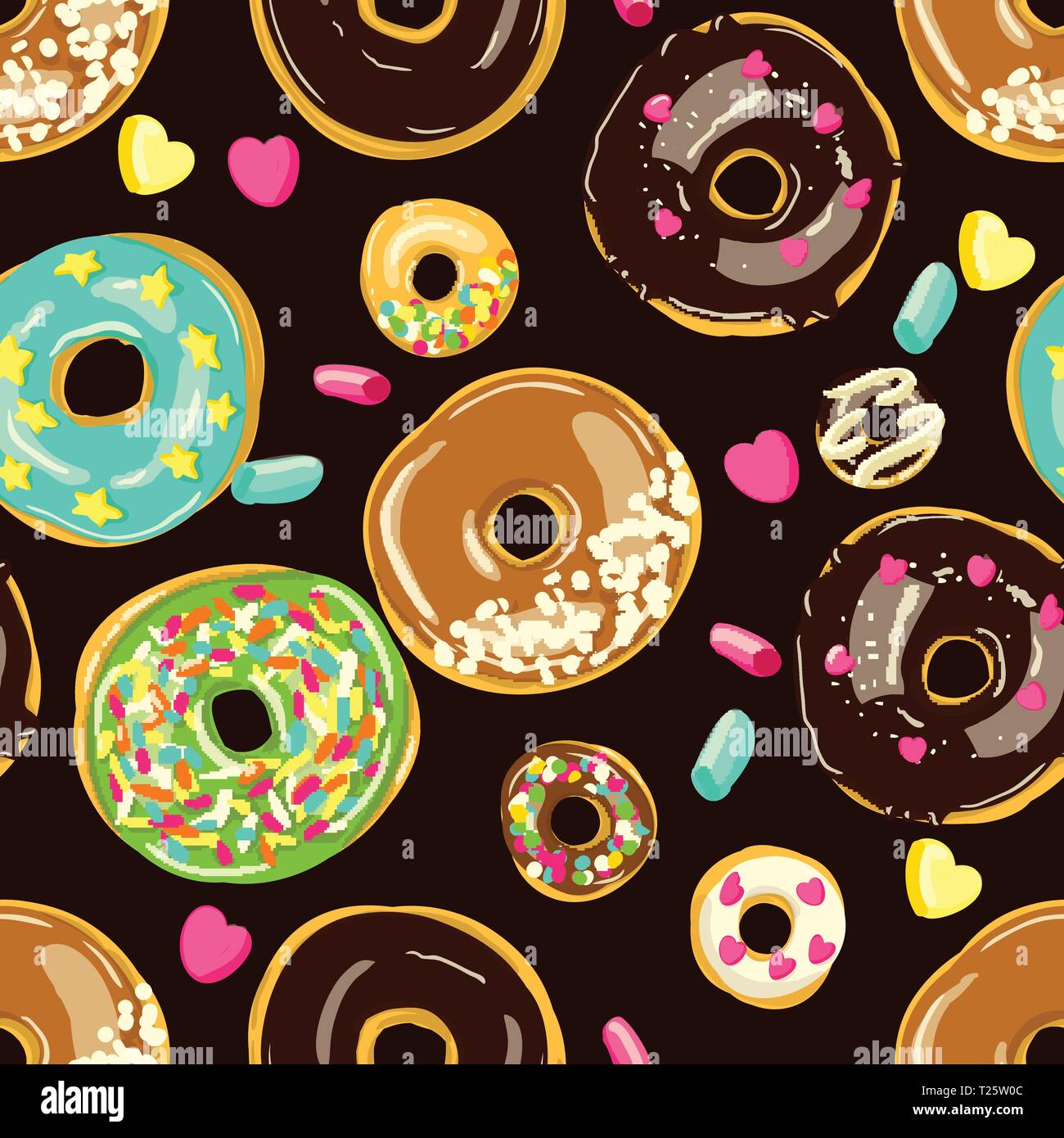 Glazed Donuts seamless pattern Vector illustration. Top View doughnuts Stock Vector Image & Art ...