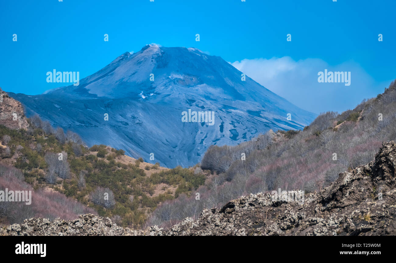 Mount Etna, an active stratovolcano on the east coast of Sicily, Italy ...