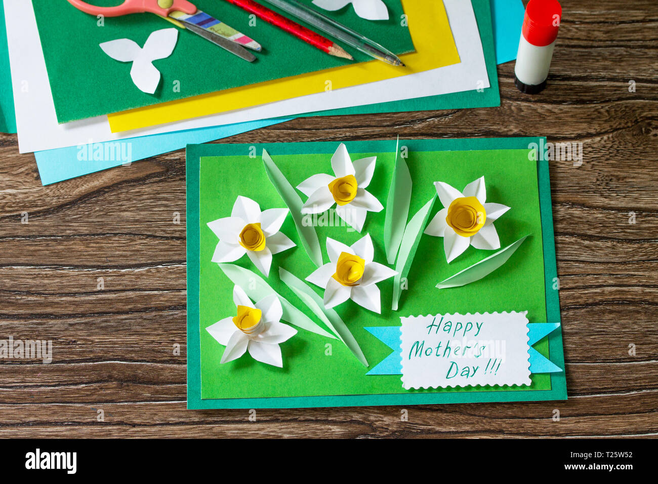 Mother's Day card with daffodils. Handmade. Project of children's ...