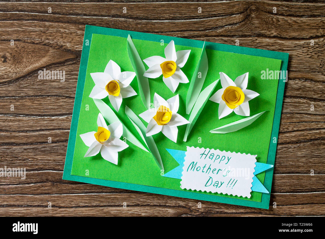 Mother's Day card with daffodils. Handmade. Project of children's ...
