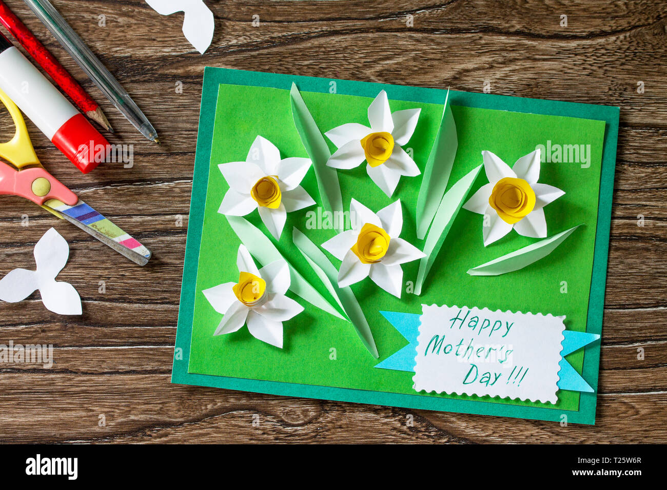 Mother's Day card with daffodils. Handmade. Project of children's ...
