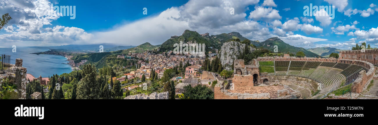 Ruins of Ancient Greek Theater of Taormina (Tauromenion in Greek ...