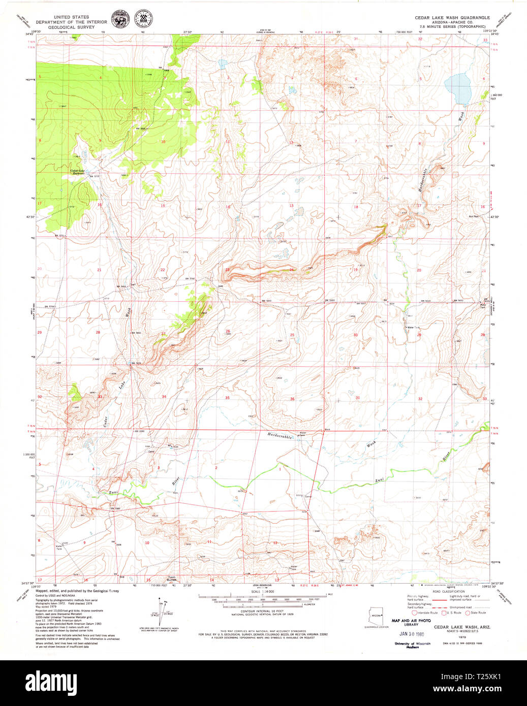 USGS TOPO Map Arizona AZ Cedar Lake Wash 702247 1979 24000 Restoration ...