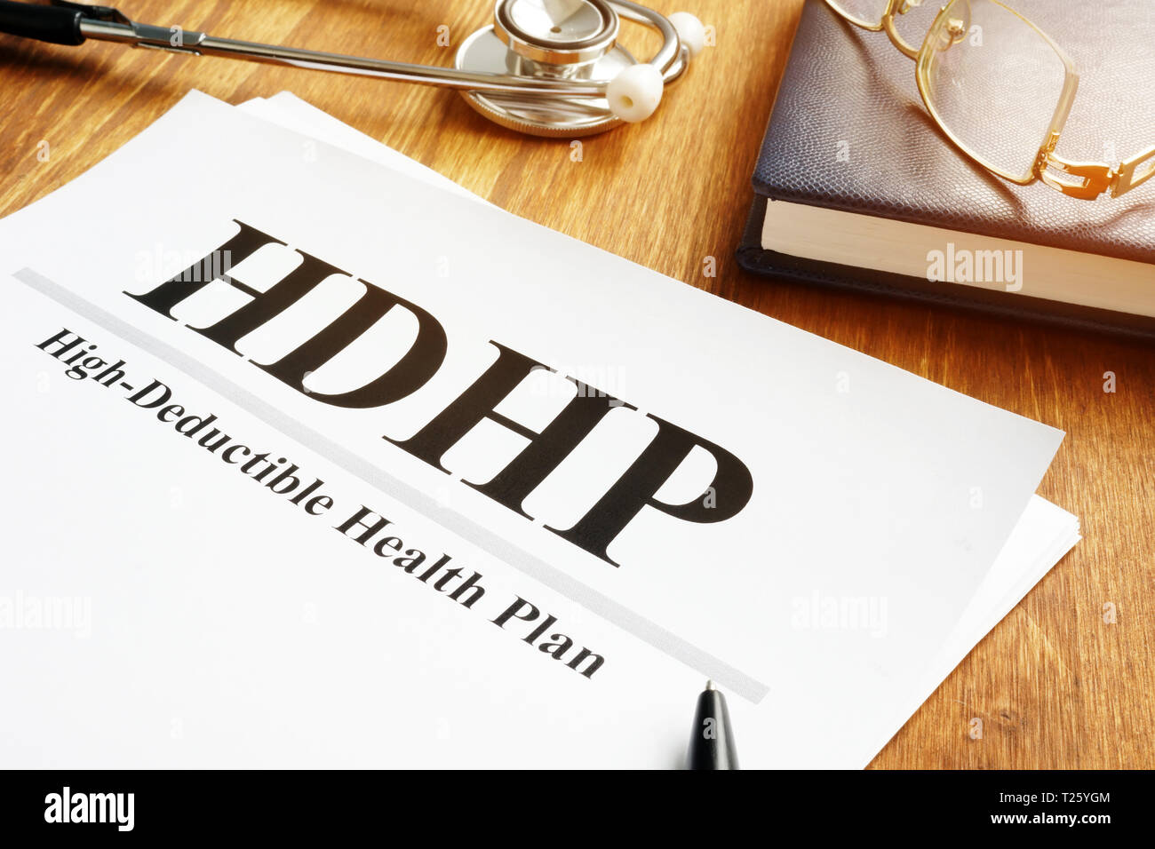 High deductible health plan hdhp and stethoscope Stock Photo - Alamy