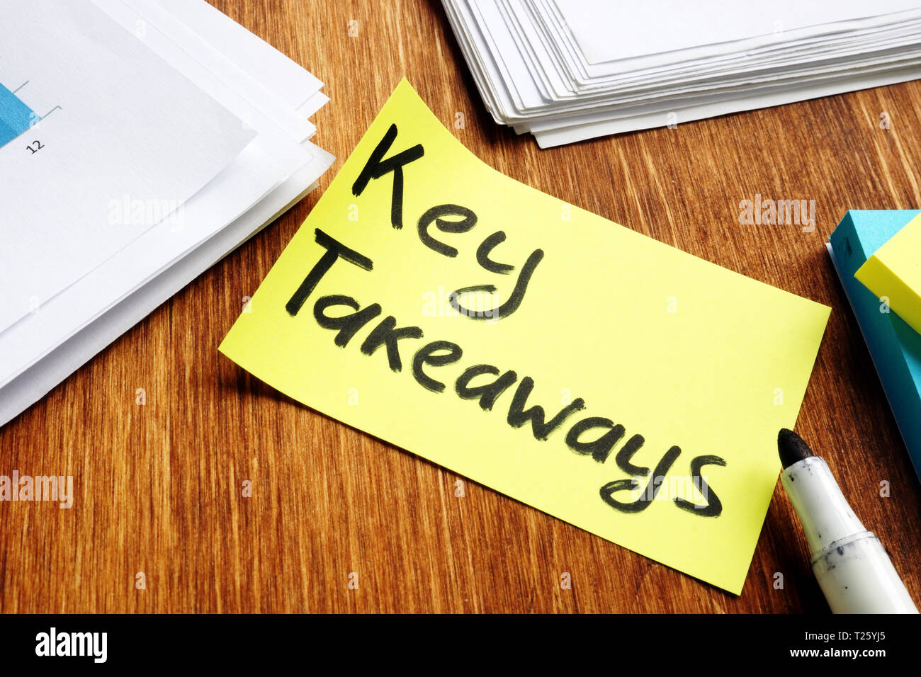 Key takeaways. Memo stick and pepers on a desk Stock Photo - Alamy Key takeaways. Memo stick and pepers on a desk Stock Photo - Alamy