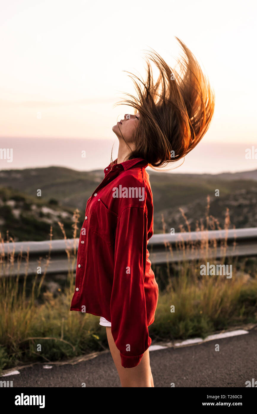 Woman hair sunset hi-res stock photography and images - Alamy
