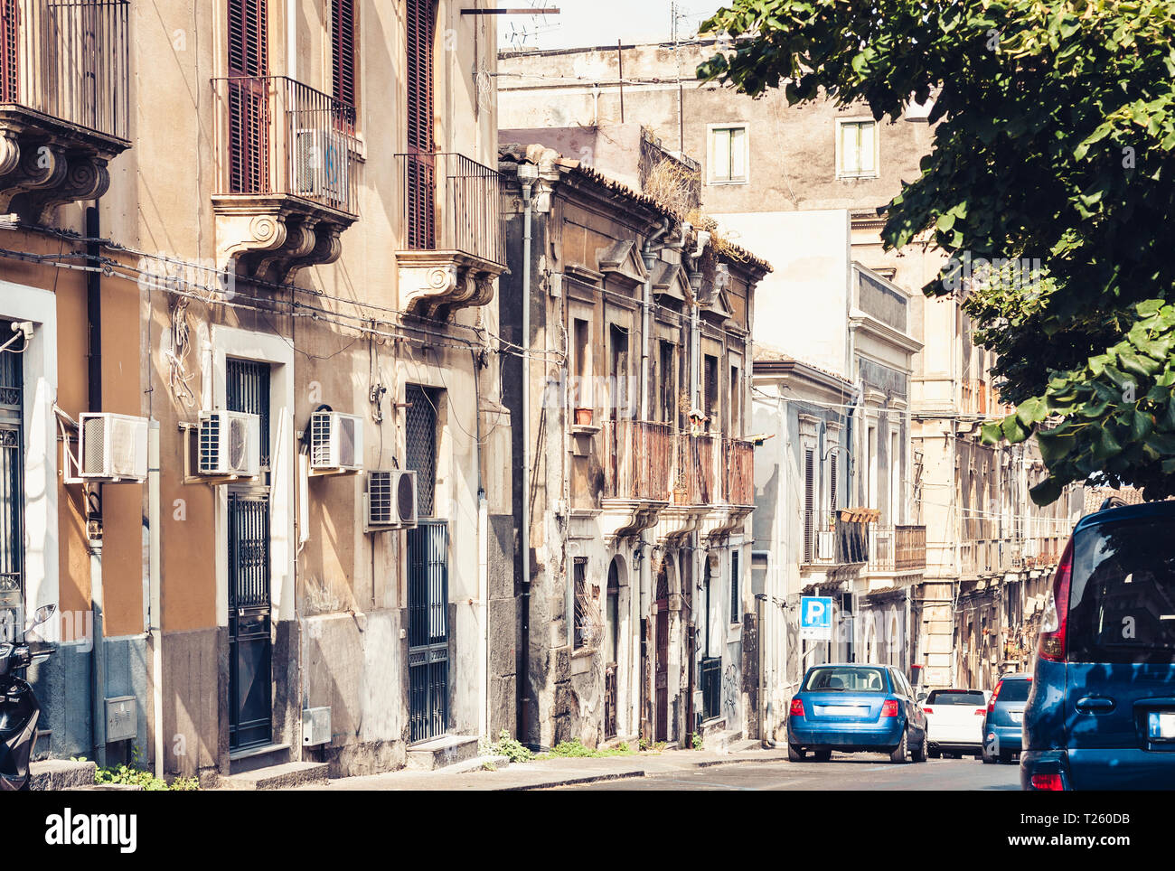 Beautiful cityscape of Italy, historical street of Catania, Sicily ...