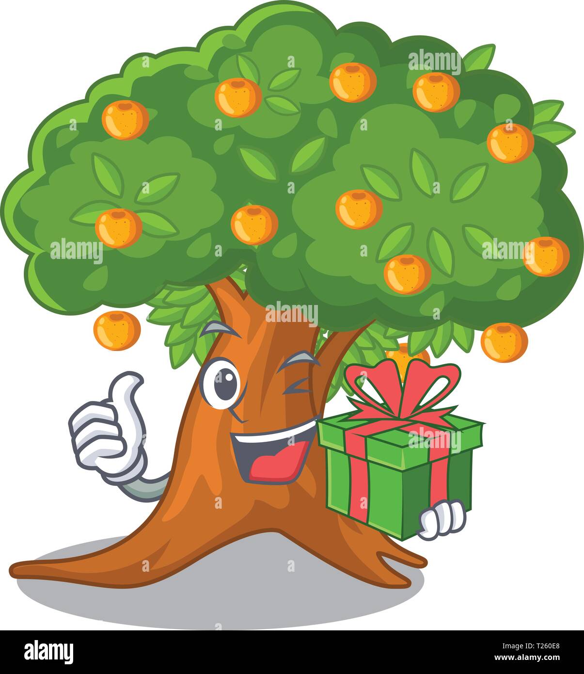 With gift cartoon orange tree beside the house Stock Vector Image & Art ...