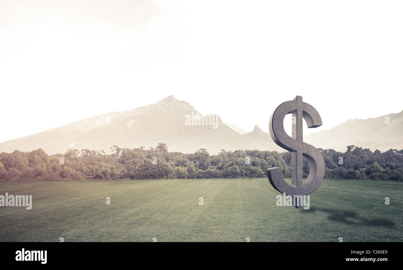 Stone dollar symbol on natural landscape as currency sign Stock Photo ...