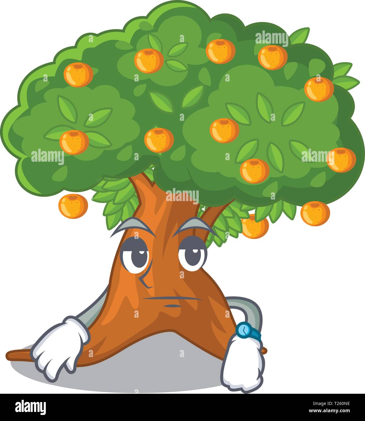 Waiting cartoon orange tree in the yard Stock Vector Image & Art - Alamy