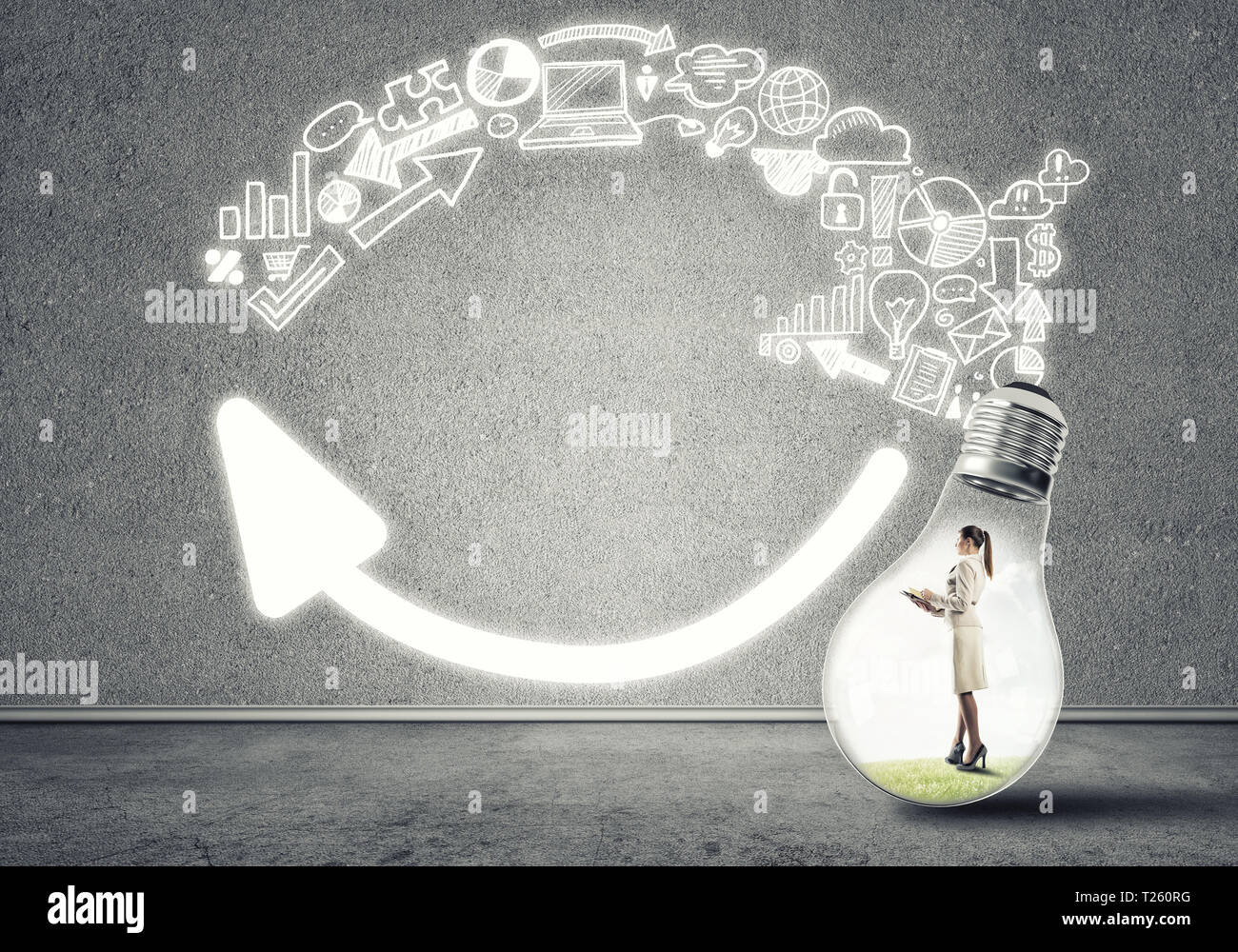 Businesswoman inside light bulb in hi-res stock photography and images ...
