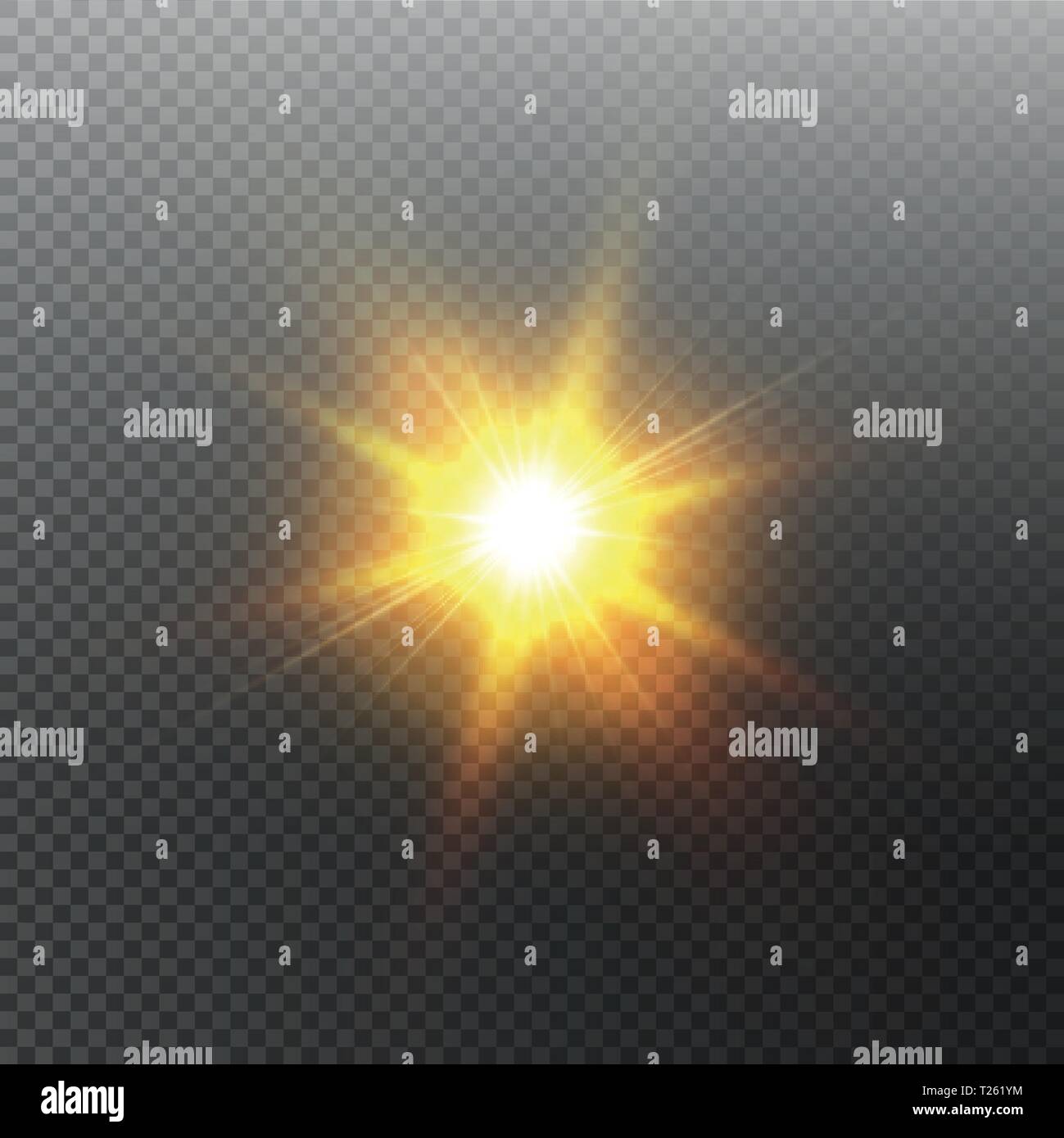 Bright shining sun Isolated on black background. Glow light effect ...