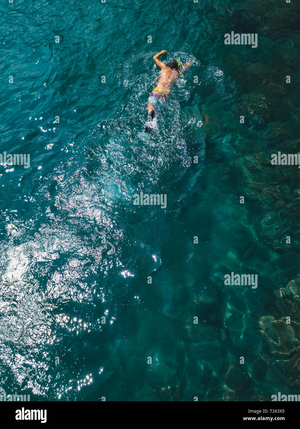 Man snorkeling in ocean Stock Photo - Alamy