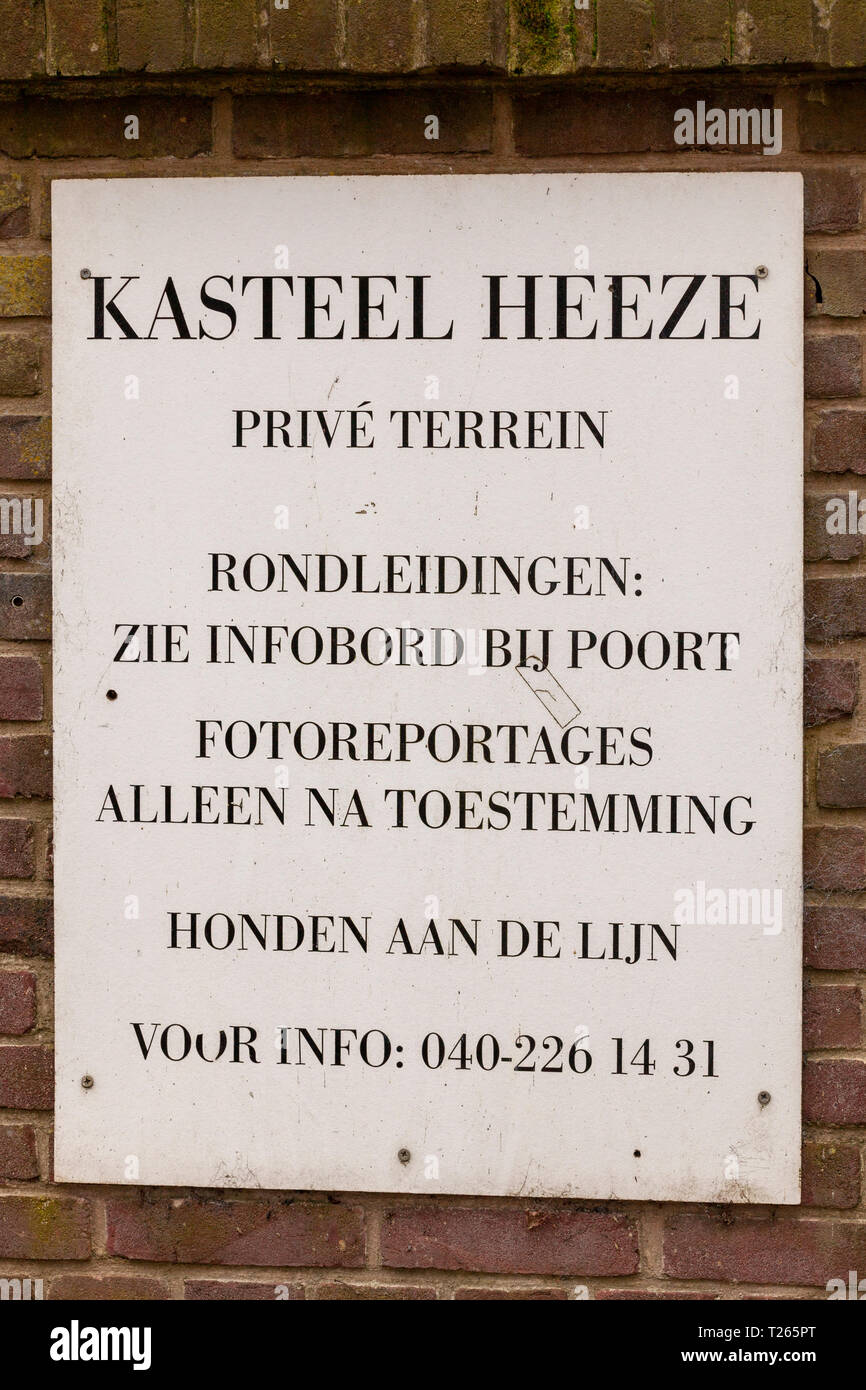 Heeze castle information sign Stock Photo - Alamy