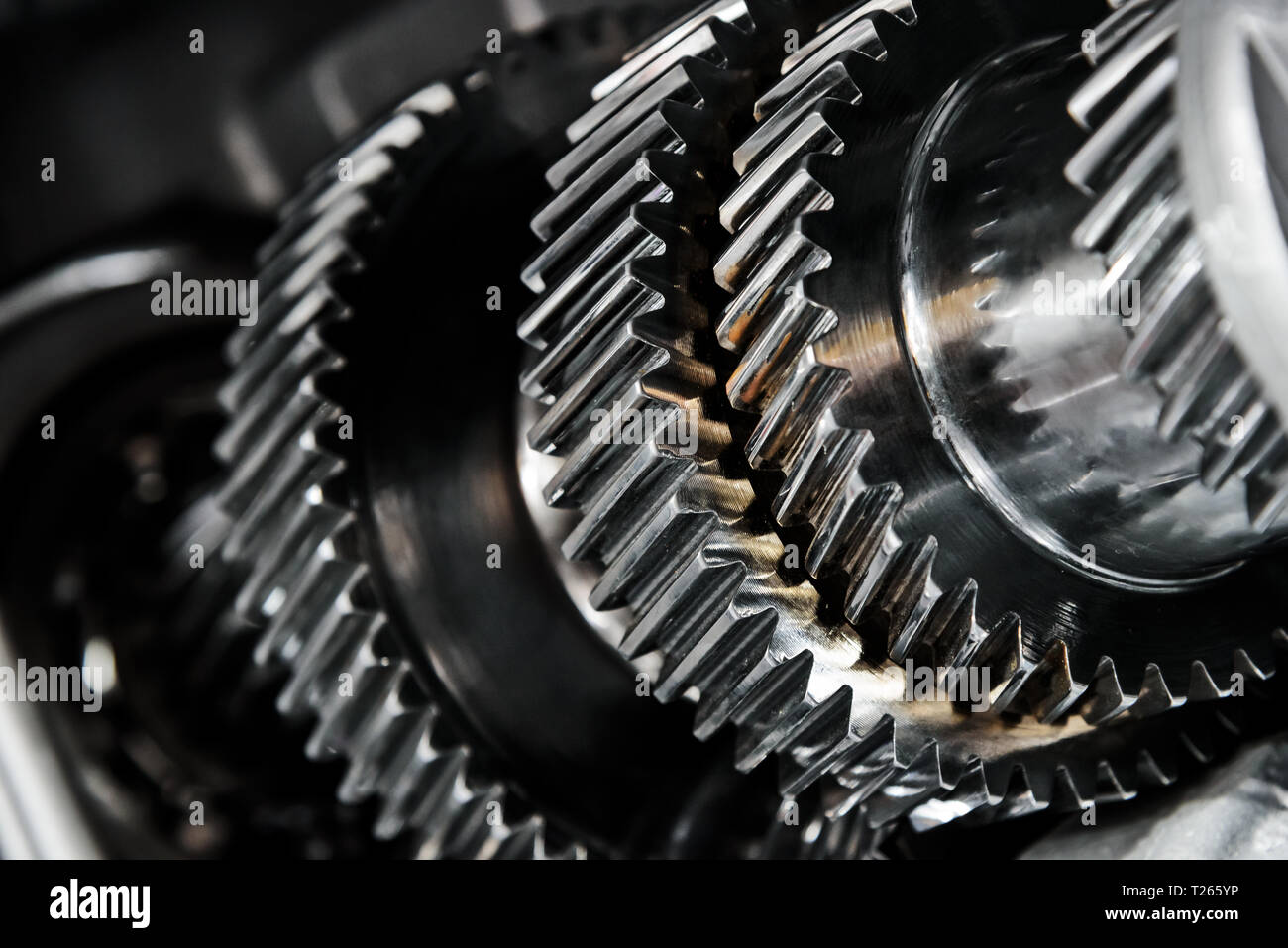 Full frame Industrial background - gear metal wheels in close-up Stock ...
