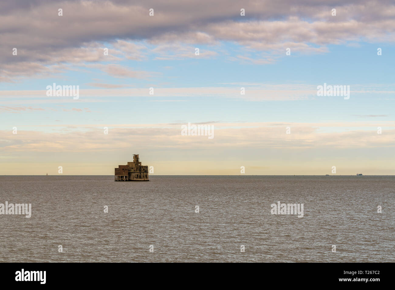 Grain Tower Battery in the River Medway, Isle of Grain, Kent, England ...