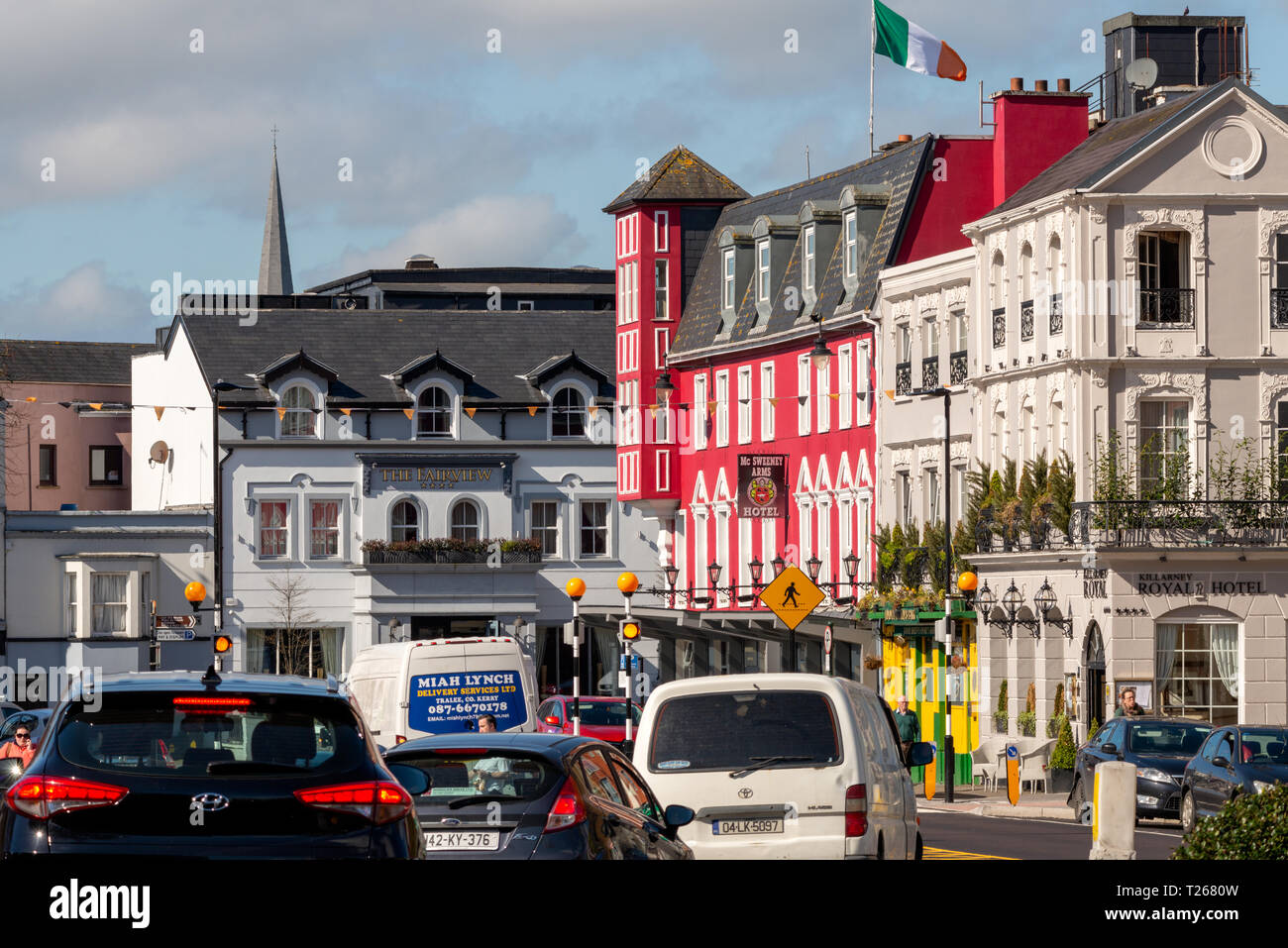 Killarney street view at McSweeney Arms Hotel, Killarney Royal Hotel ...