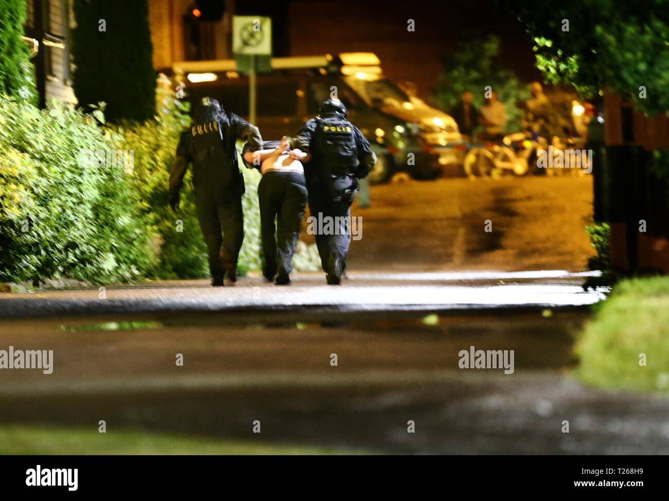 Heavily armed police at a crime scene Stock Photo - Alamy