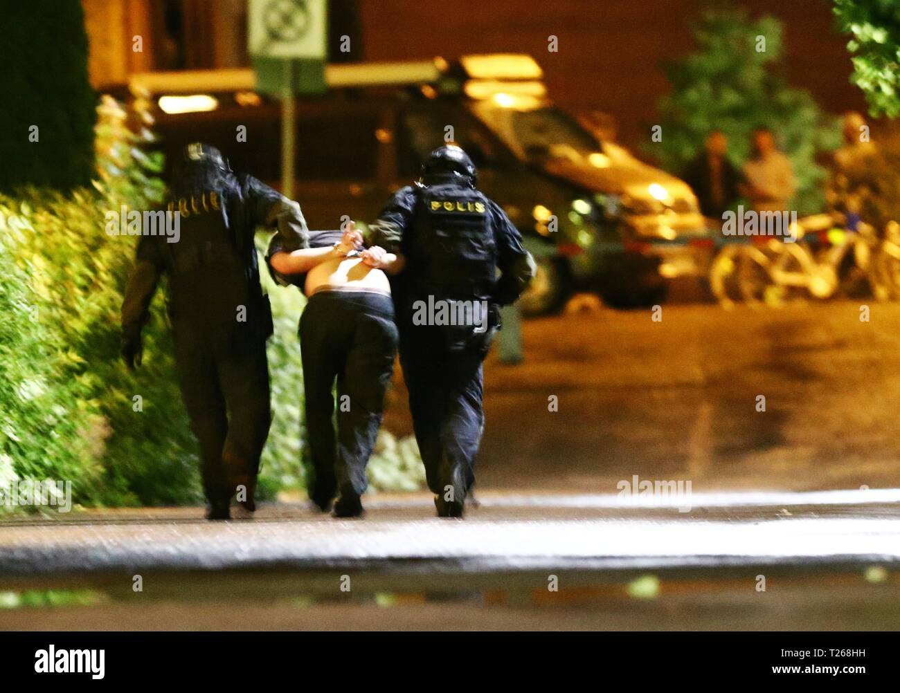 Heavily armed police at a crime scene Stock Photo - Alamy
