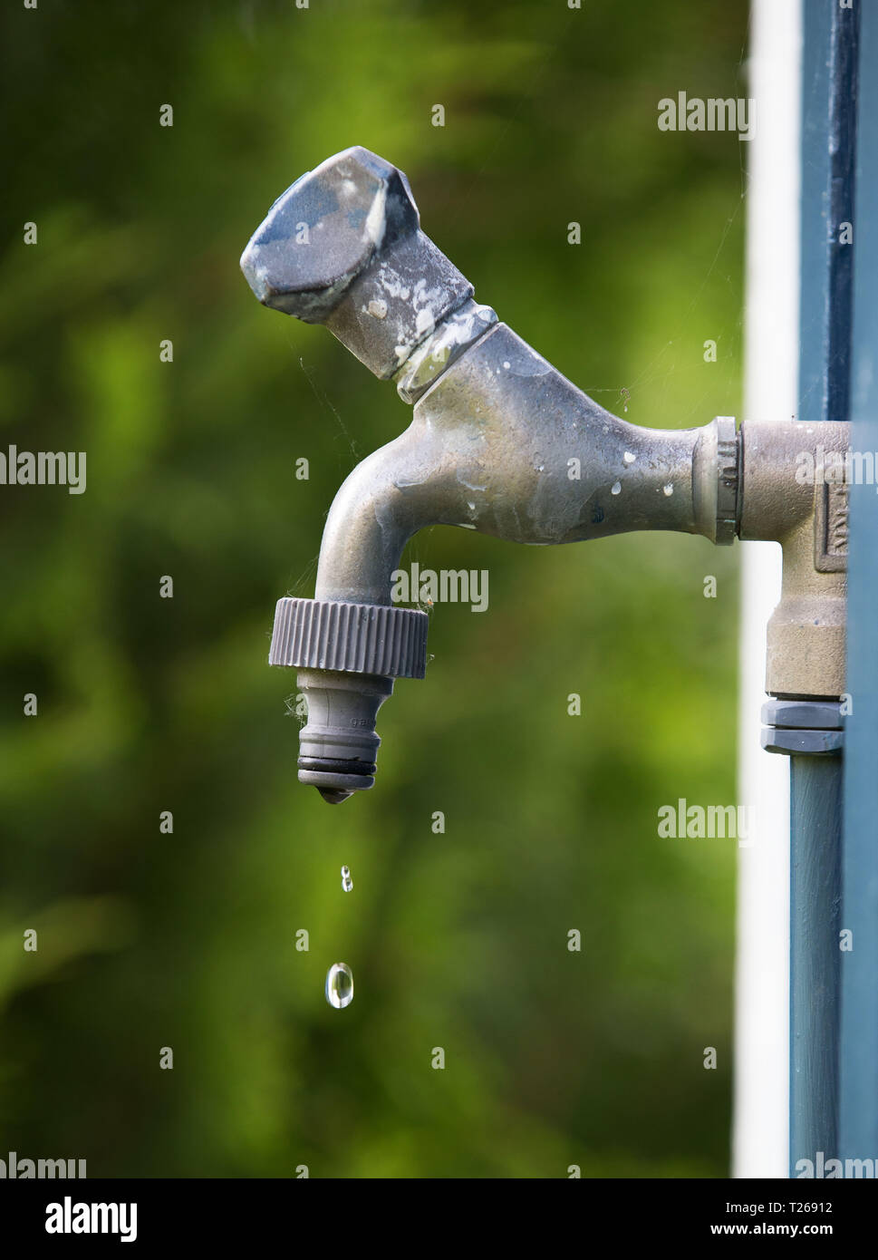 Water shortages. Only a few drops of water from a tap Stock Photo - Alamy