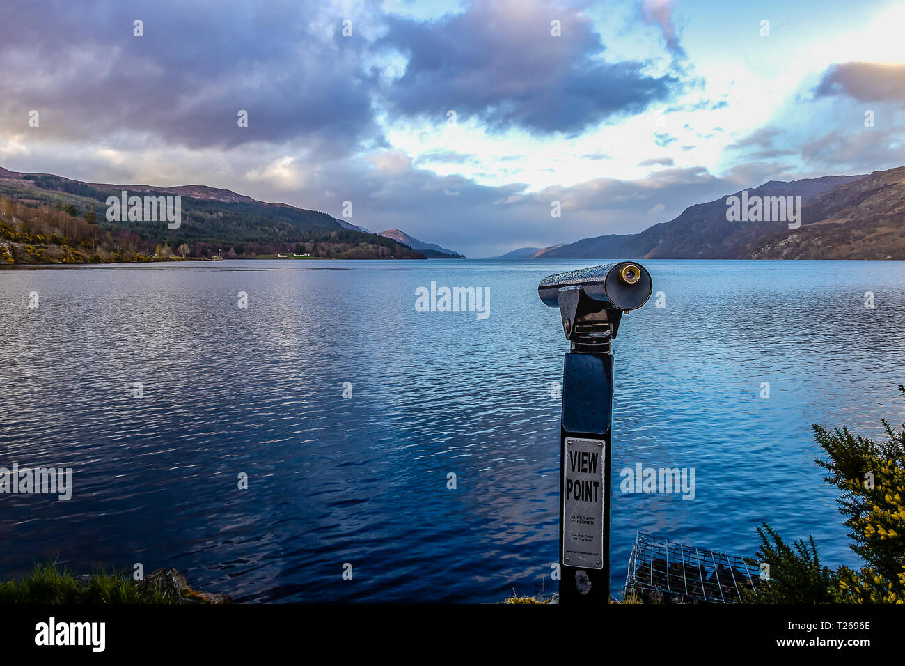 Looking north up Loch Ness from Fort Augustus. April 2017 Stock Photo ...
