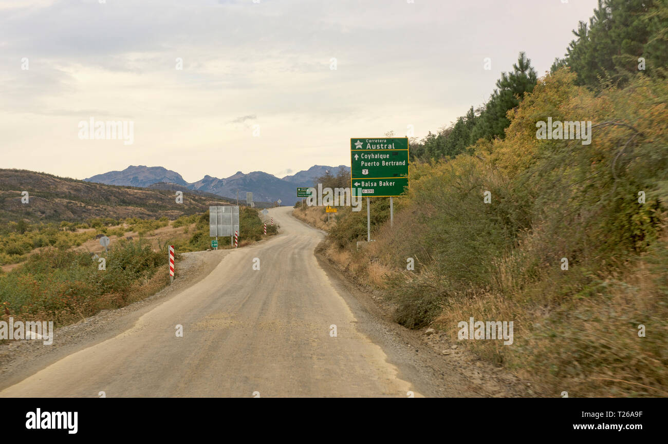 The wild Carretera Austral road through Patagonia, Aysen, Chile Stock ...