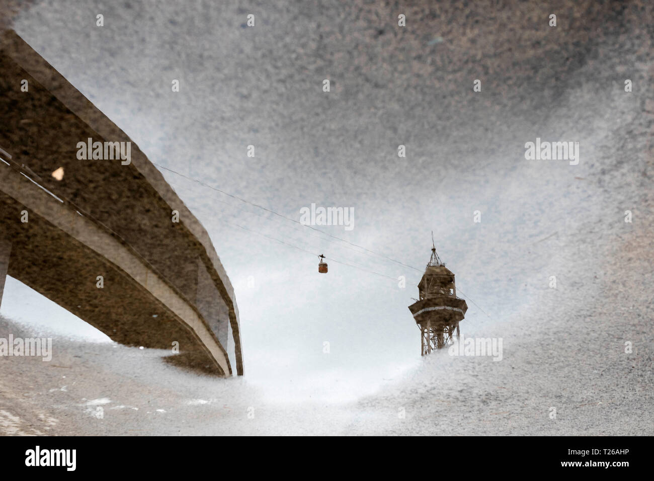 Reflection bridge cable car puddle ground hi-res stock photography and ...