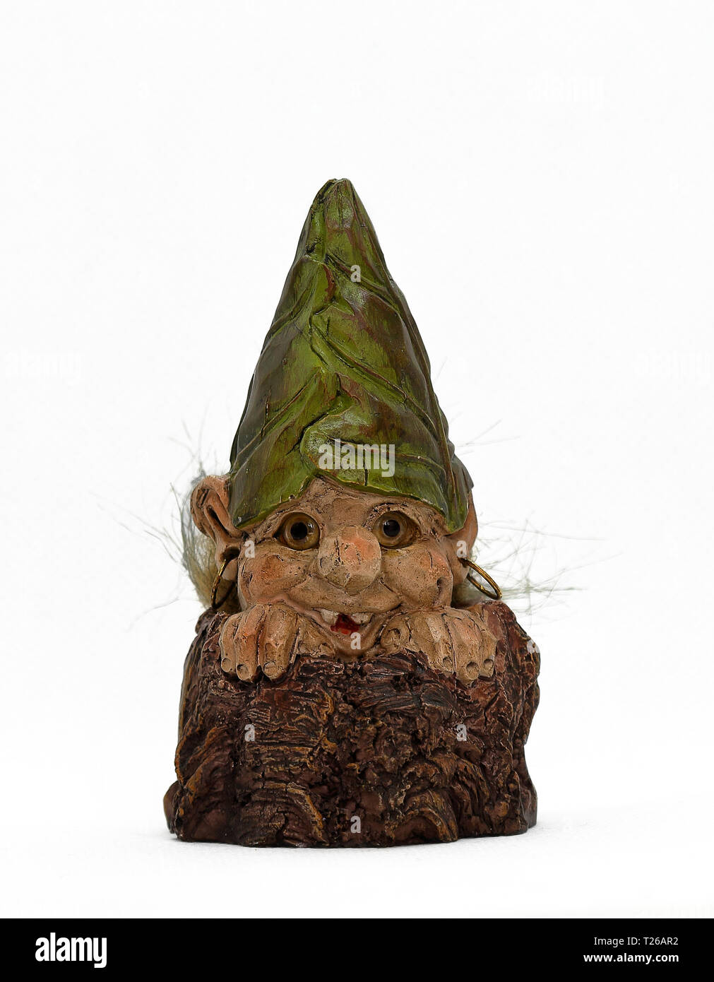 Icelandic souvenir close-up. Happy Icelandic troll on white background ...