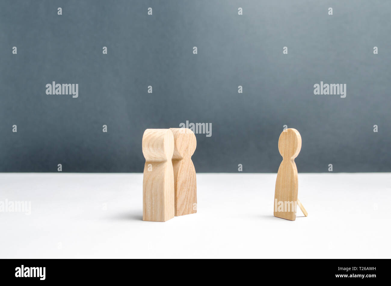 Two human figures look at a false human figure. The concept of ...