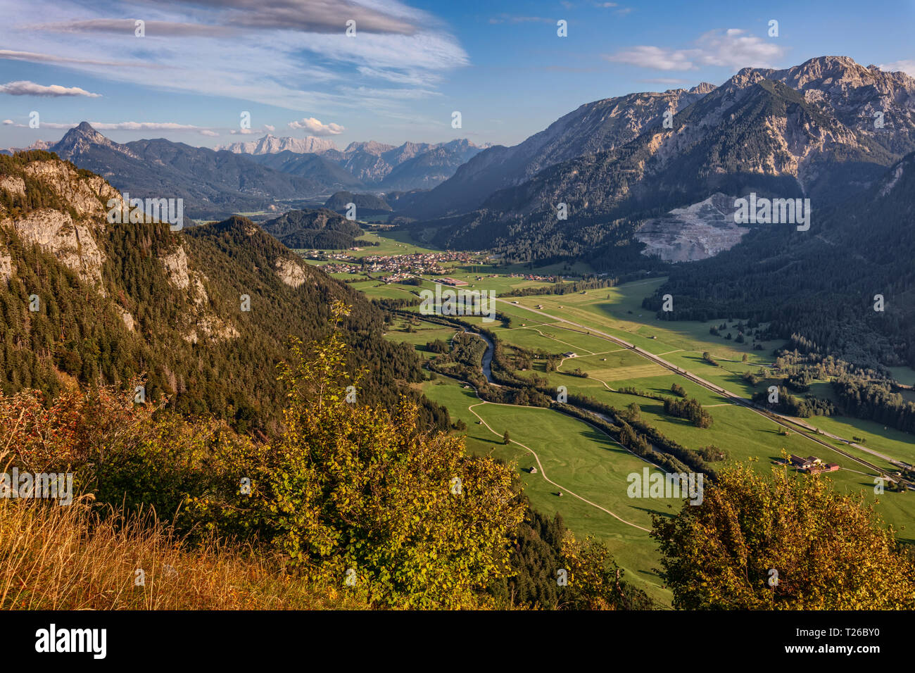 View from Falkenstein summit in Bavaria towards Zugspitze Stock Photo ...