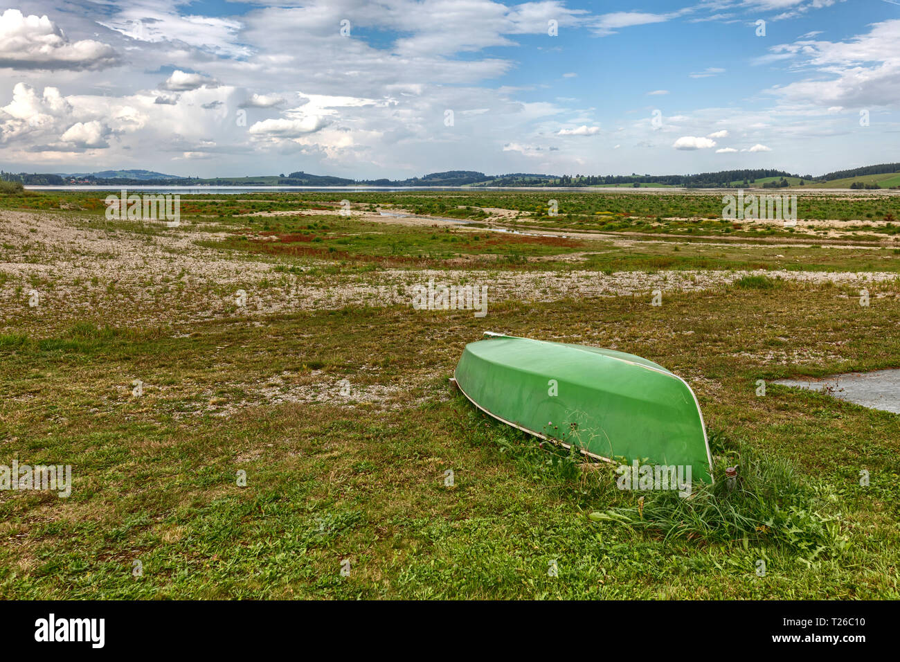 Forggensee Lake near Füssen in Bavaria during the drought in summer ...