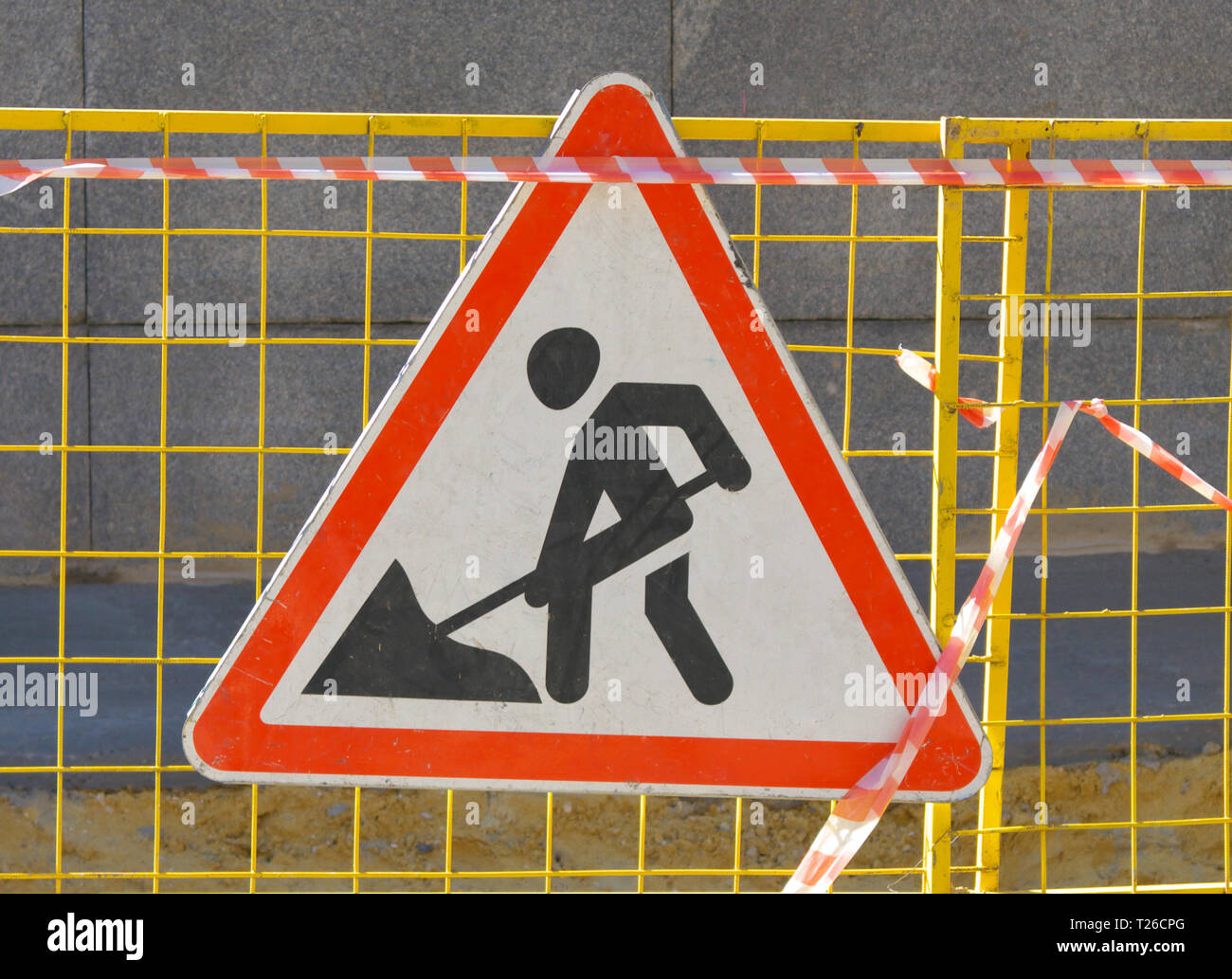 road works sign Stock Photo - Alamy