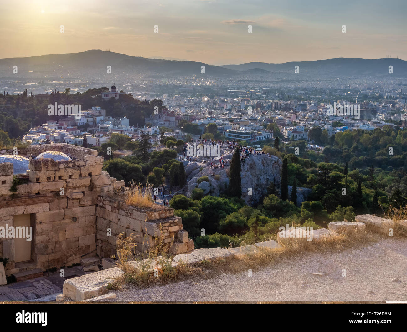 View of Athens and Areopagus hill from Acropolis, Athens, Greece Stock Photo - Alamy