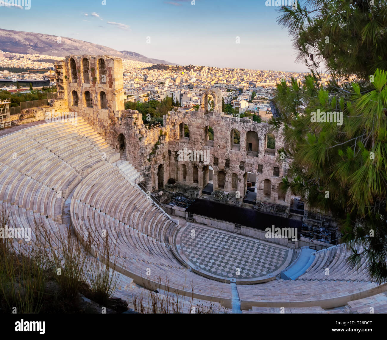 View of Odeon of Herodes Atticus theater on Acropolis, Athens, Greece ...