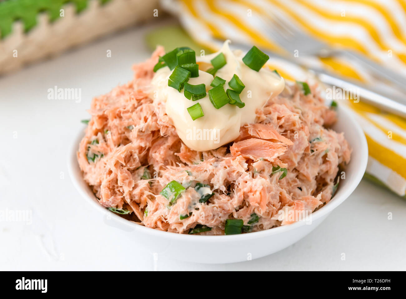 Smoked trout paste with mayonnaise and chives Stock Photo - Alamy