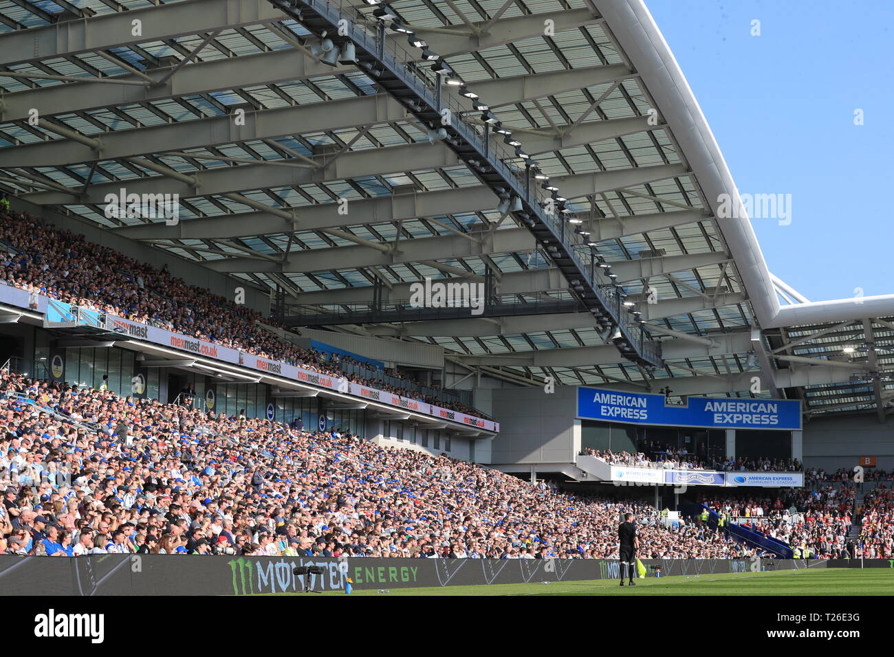 Fans in the stands show their support during the Premier League match ...