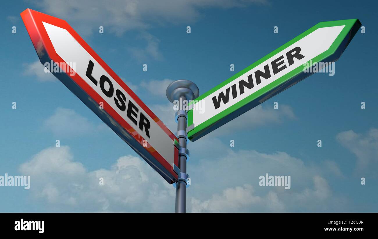 Loser - Winner street signs - 3D rendering illustration Stock Photo - Alamy