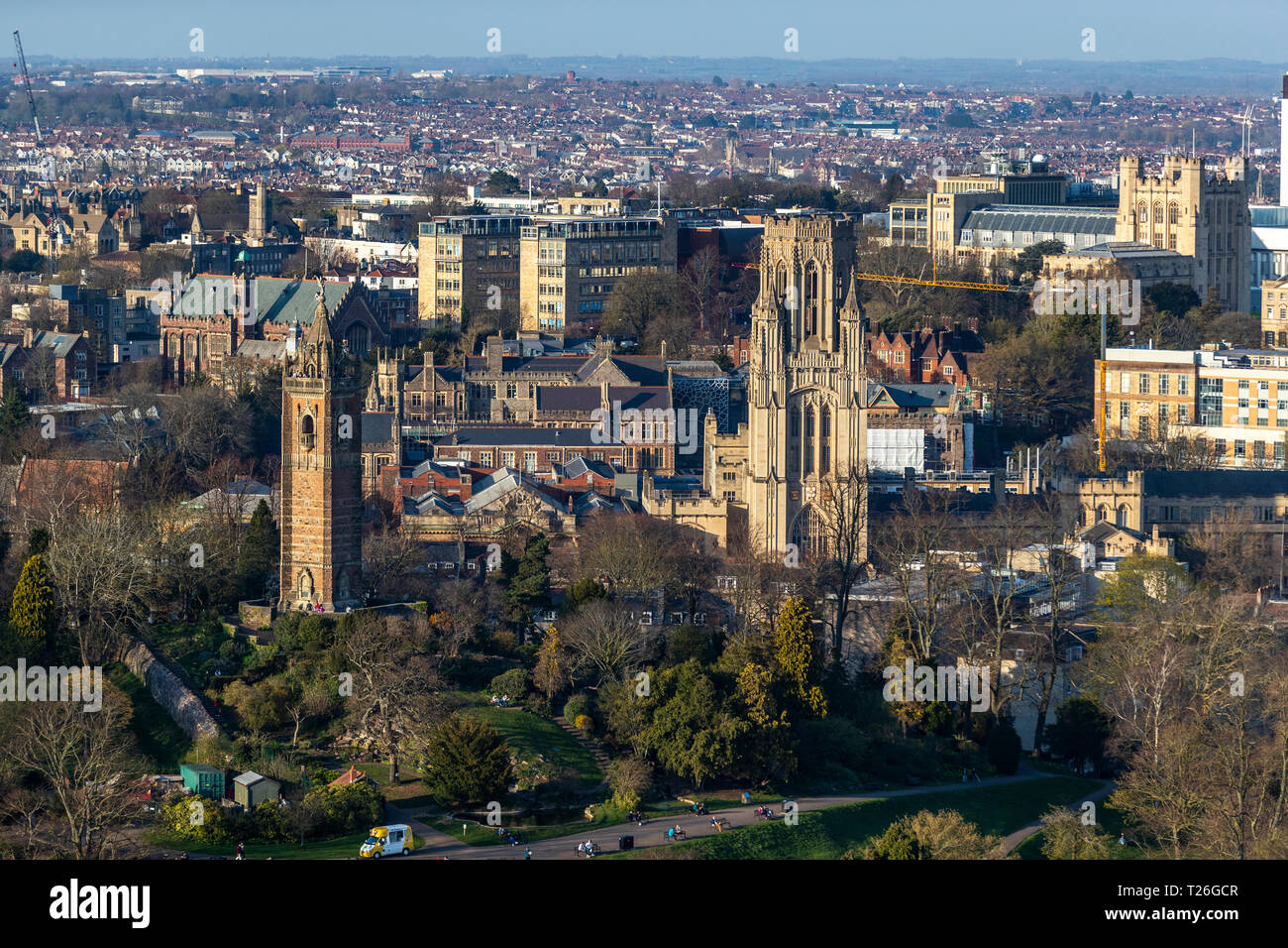 Wills Memorial Building Tower, Bristol from the air Stock Photo - Alamy