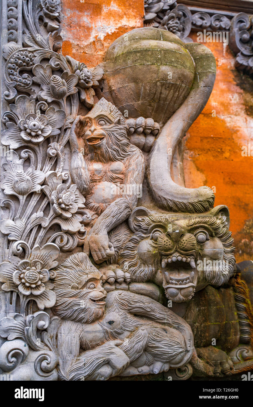 Elements of traditional Balinese stone carving exterior ornament Stock ...