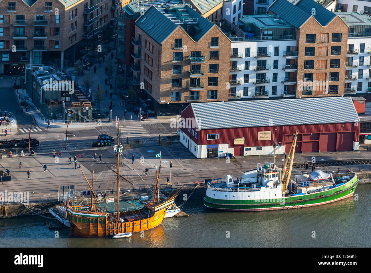 Wapping Wharf, The Matthew and the M Shed. Bristol from the air Stock ...