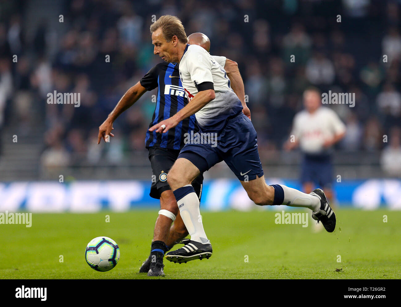 Tottenham Hotspur Jurgen Klinsmann in action during the legends test ...
