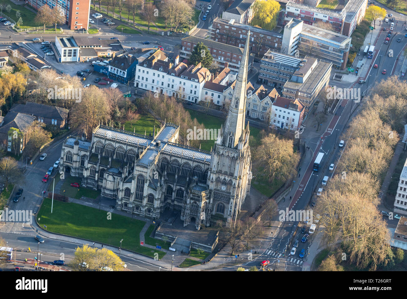 St Mary Redcliffe Church, Bristol from the air Stock Photo - Alamy
