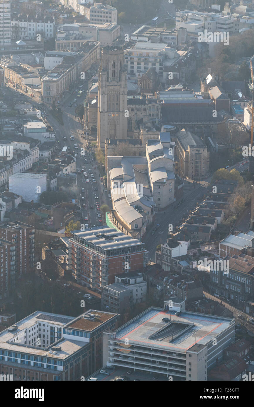 Wills Memorial Building Tower, Bristol from the air Stock Photo - Alamy