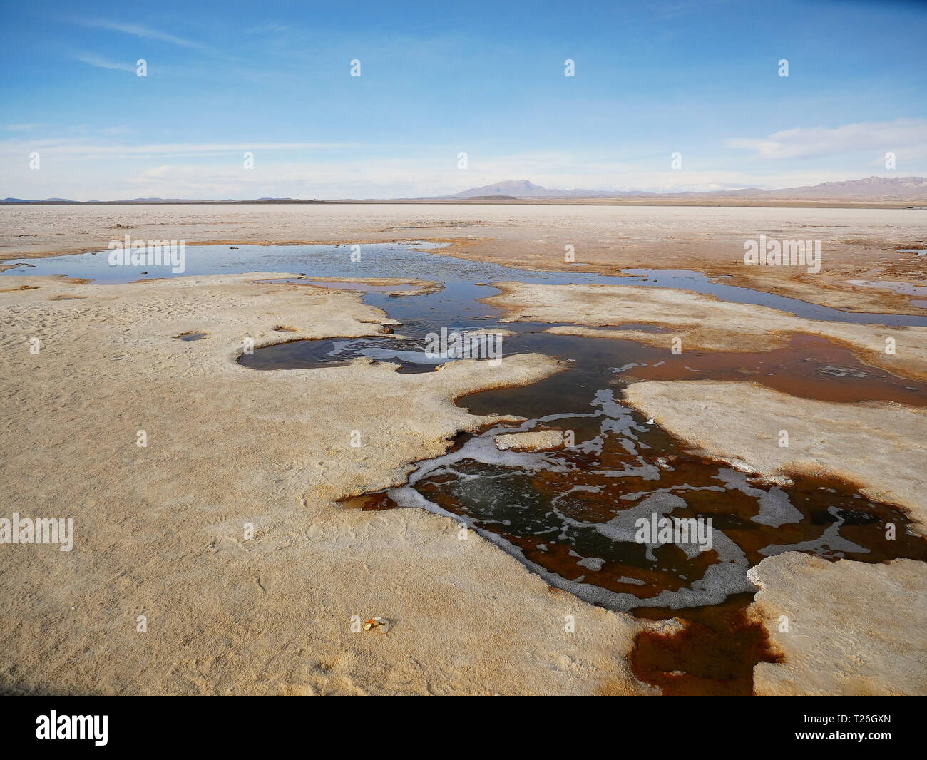 Ojos del Salar: water springs emerging from the salt in Salar de Uyuni ...