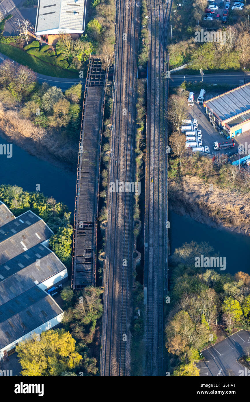 Avon Bridge rail crossing the River Avon. Bristol from the air Stock ...